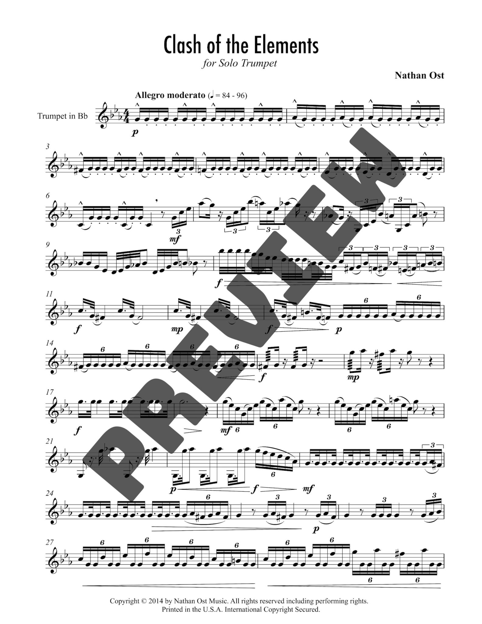 Clash of the Elements for Solo Trumpet (PDF) (4 pages) – Nathan Ost Music